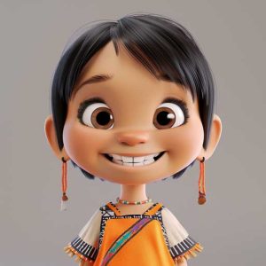 3d cute avatar of a happy little chibi native american proudly smiling ...