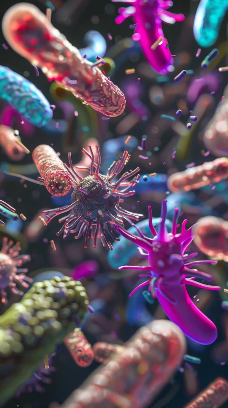 Good bacteria at war with bad bacteria inside the body 3d components ...