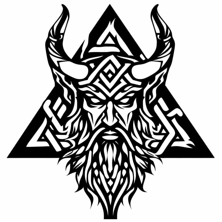 illustration Celtic gothic symbol tattoo design muscular man ...