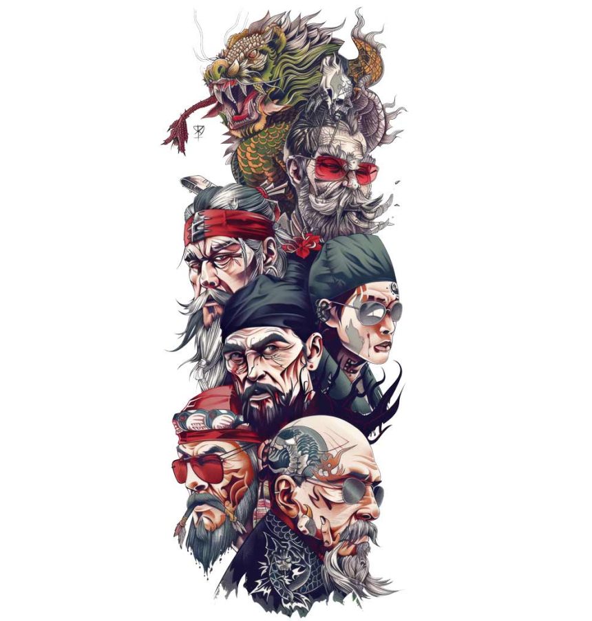 Illustration Japanese gangs group criminal rebels Design - Pngcube