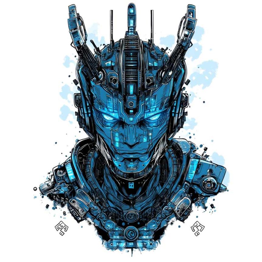 Japanese Cyberpunk warrior with blue theme modern 2077 transparent PNG ...
